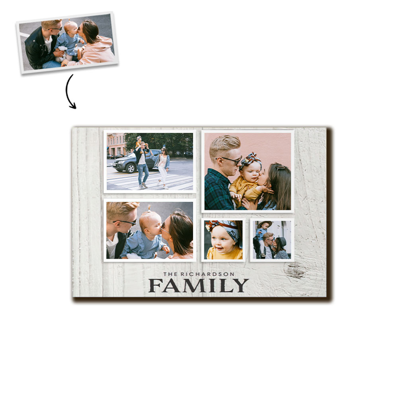Custom Family Is Love Photo Wood Panel | Custom Photo | Collage Photo ...